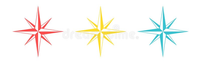 Vector Compass Star Icon in Multiple Color Stock Vector - Illustration ...