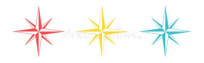 Vector Compass Star Icon in Multiple Color Stock Vector - Illustration ...