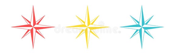Vector Compass Star Icon in Multiple Color Stock Vector - Illustration ...