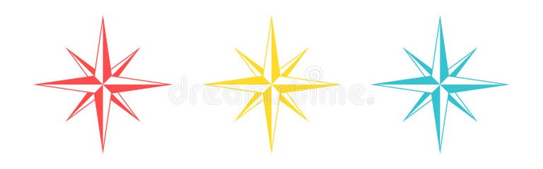 Vector Compass Star Icon in Multiple Color Stock Vector - Illustration ...