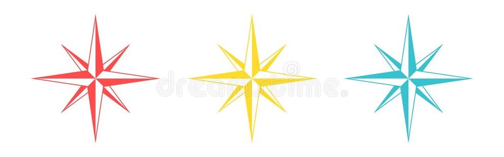 Vector Compass Star Icon in Multiple Color Stock Vector - Illustration ...