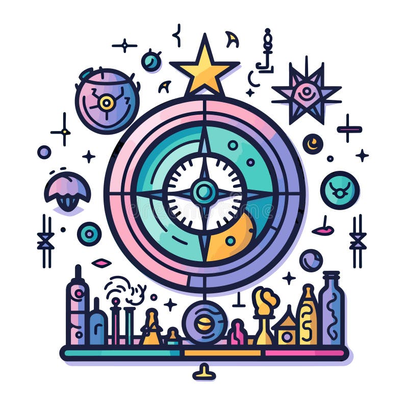 Vector of a Compass Surrounded by Various Objects in a Creative Vector ...