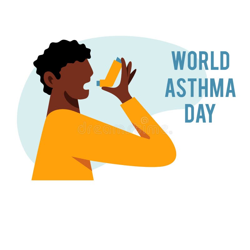 A Vector Composition with a Black Man Using Inhaler. Stock Vector ...