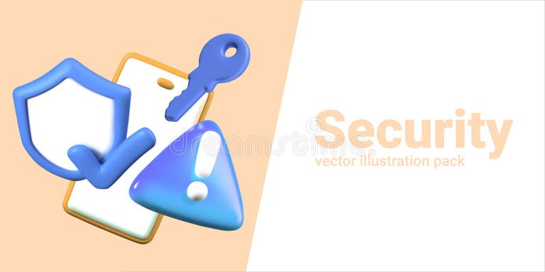 Vector Composition of 3D Objects, Smartphone Access Check. User ...