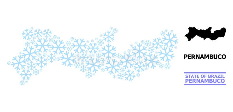 Christmas Composition Map of Pernambuco State with Snow Stock Vector ...