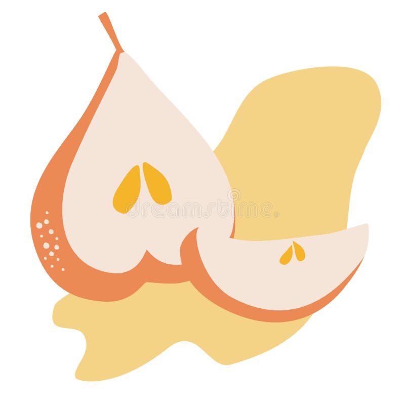 Vector Composition with Pear Slices. Cute Fruit in Flat Style, Cartoon ...