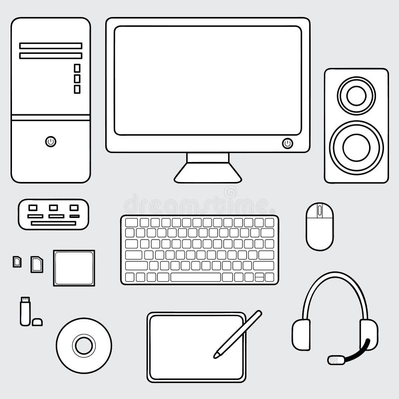 Vector of Computer Accessories Concept, Icon Stock Illustration ...