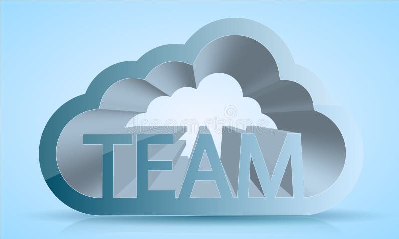 Vector Computer Cloud Team on Blue. Eps10 Stock Illustration ...