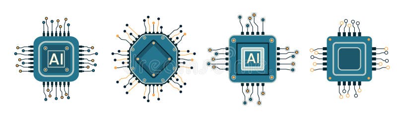 Vector Computer Electronic Chip Black Shape Icon. Silhouette Microchip ...