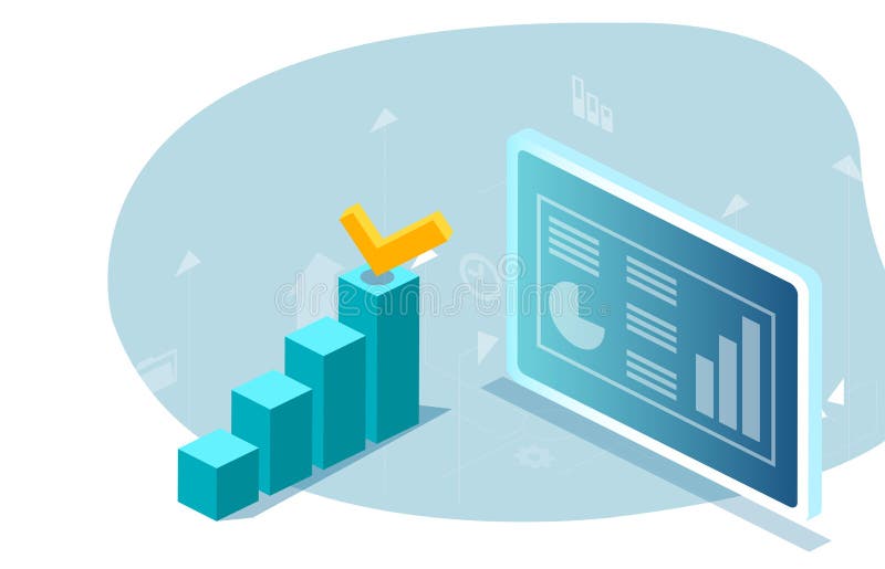 Vector of a Computer with Financial Charts Stock Illustration ...