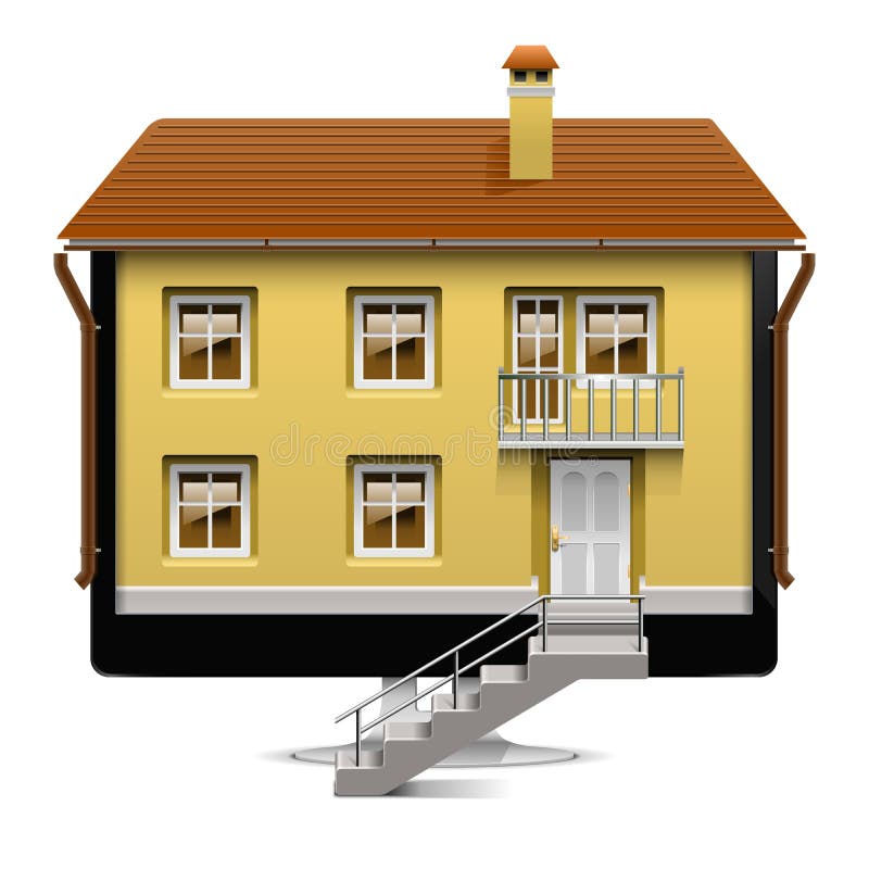 Computer House Logo Icon Design Stock Vector - Illustration of internet ...