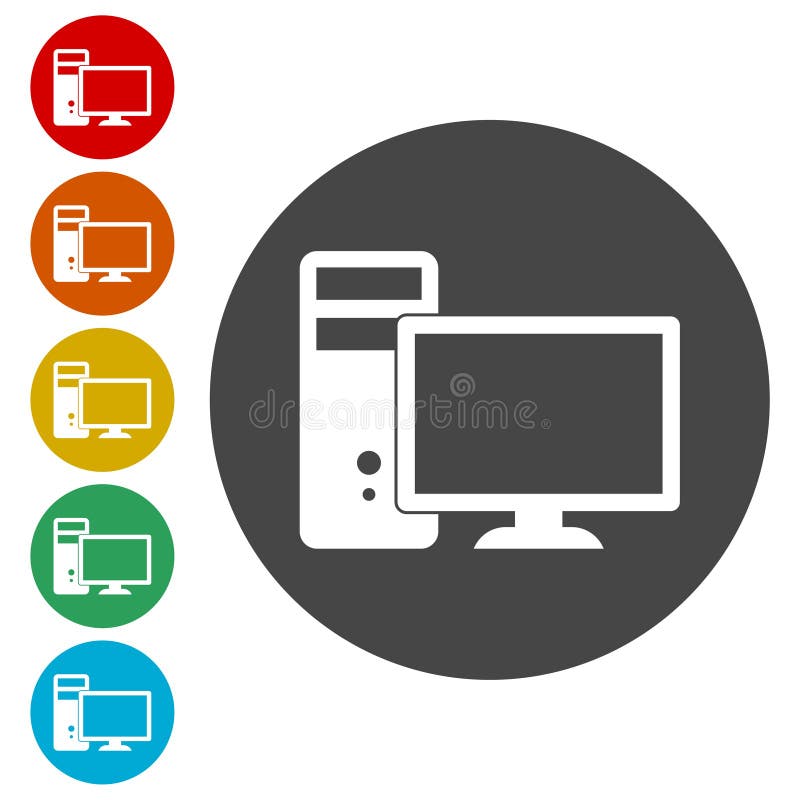 Vector Computer icon stock vector. Illustration of flat - 132143708