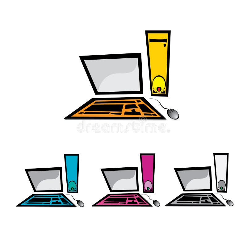 Vector computer icon set stock vector. Illustration of laptop - 35796733