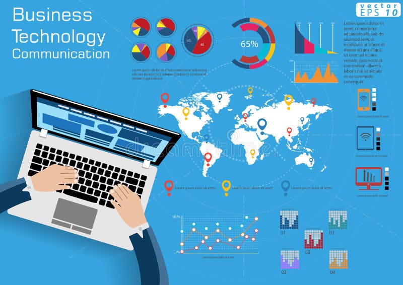 Computer Laptop Technology Business Communication Across World Modern ...