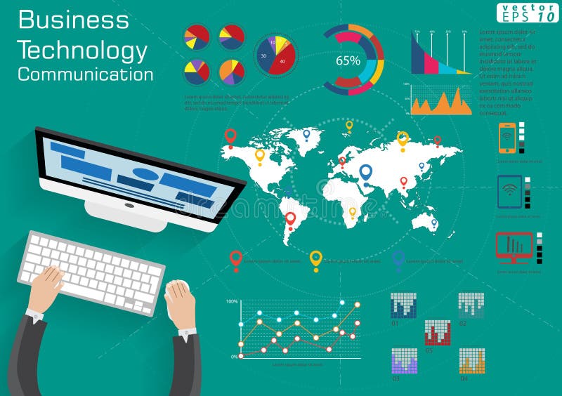 Computer Laptop Technology Business Communication Across World Modern ...