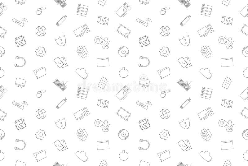 Vector Computer Pattern. Computer Seamless Background Stock Vector ...