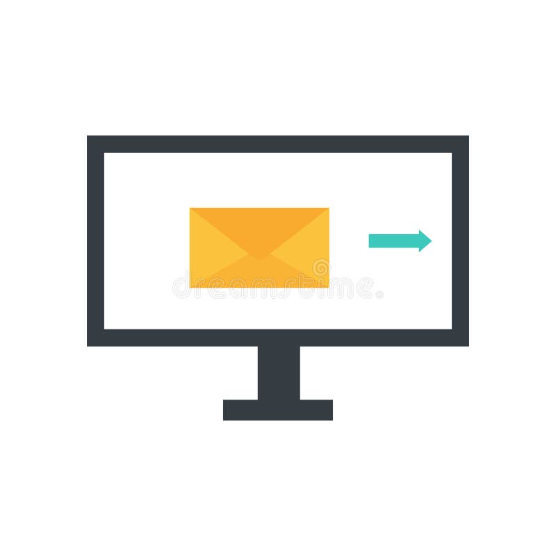 Vector Computer Screen Displaying Email Sending. Computer Monito Stock ...