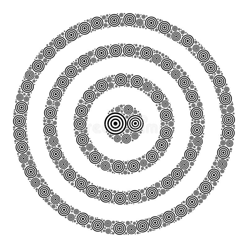 Concentric Circles Recursive Icon Collage of Self Items Stock Vector ...