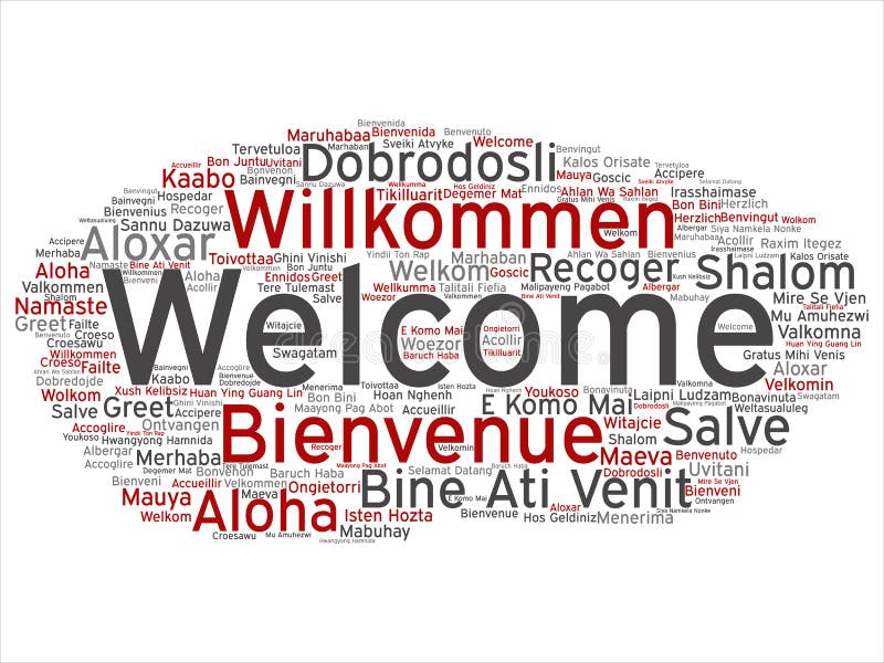 Vector Abstract Welcome or Greeting International Word Cloud Stock ...