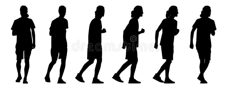 Vector Concept Conceptual Black Silhouette of a Man Running from ...