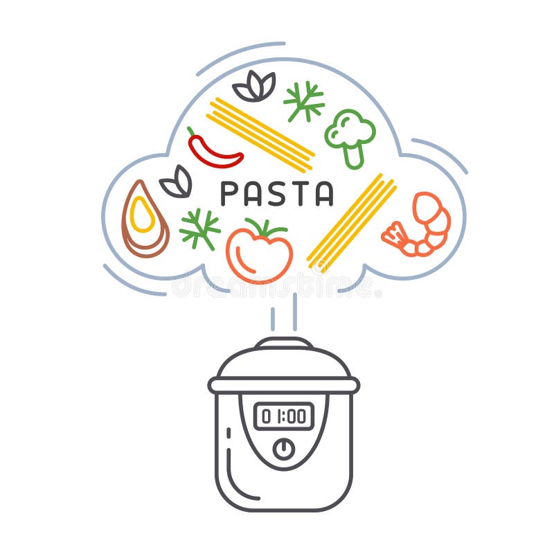 Vector Concept of Cooking Pasta in a Slow Cooker Stock Vector ...