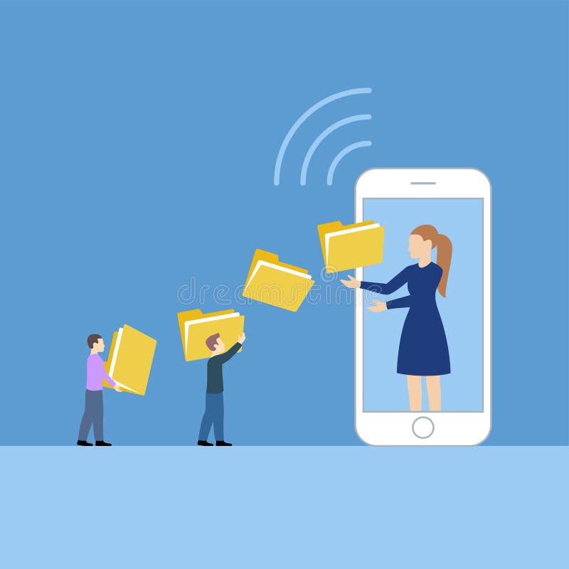Vector Concept File Transfer, Phone, Folders Stock Vector ...