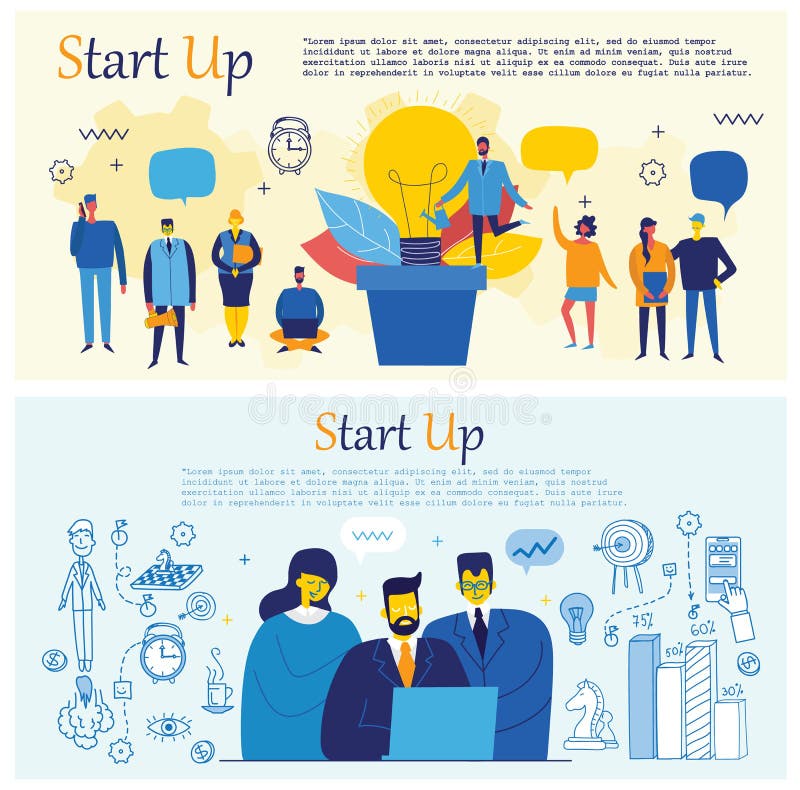 Vector Concept Illustration Backgrounds of Start Up in Flat Style Stock ...