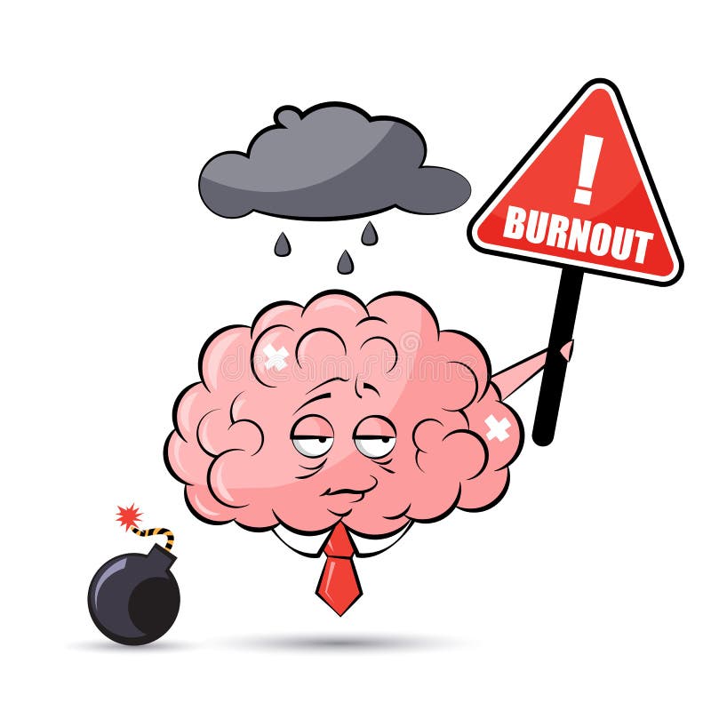 Vector Concept Illustration of Burnout Brain with Poster Stock Vector ...