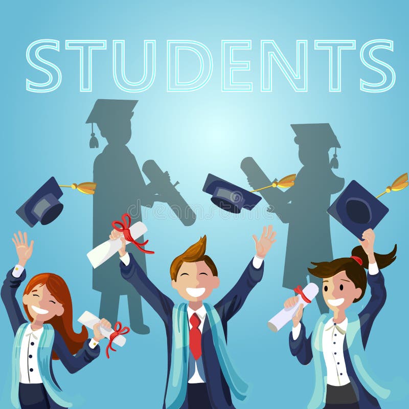 Vector Concept Illustration Cartoon Happy Students Stock Vector ...
