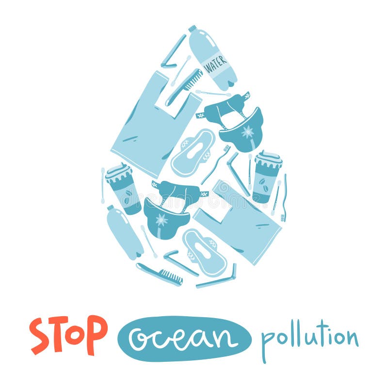 Vector Concept Illustration with Hand Drawn Pollution Elements in the ...