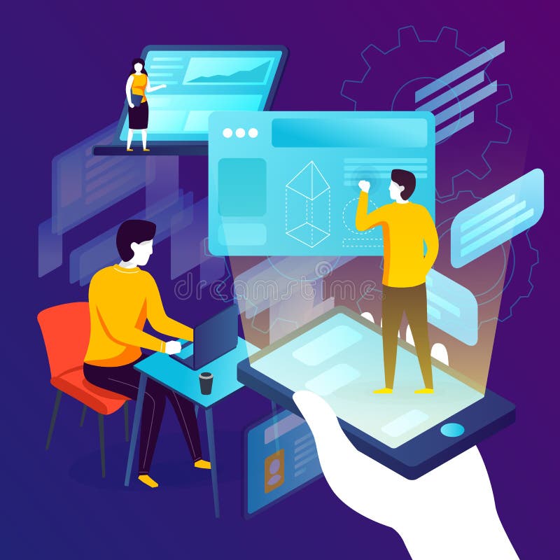 Vector Concept Illustration - Front End Developer Stock Vector - Illustration of mobile ...