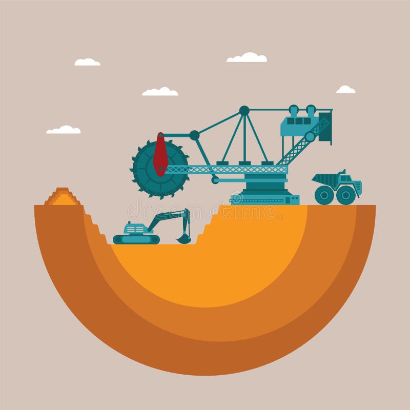 Vector Concept of Mine at Mineral Deposit Place with Waste Heap Stock ...
