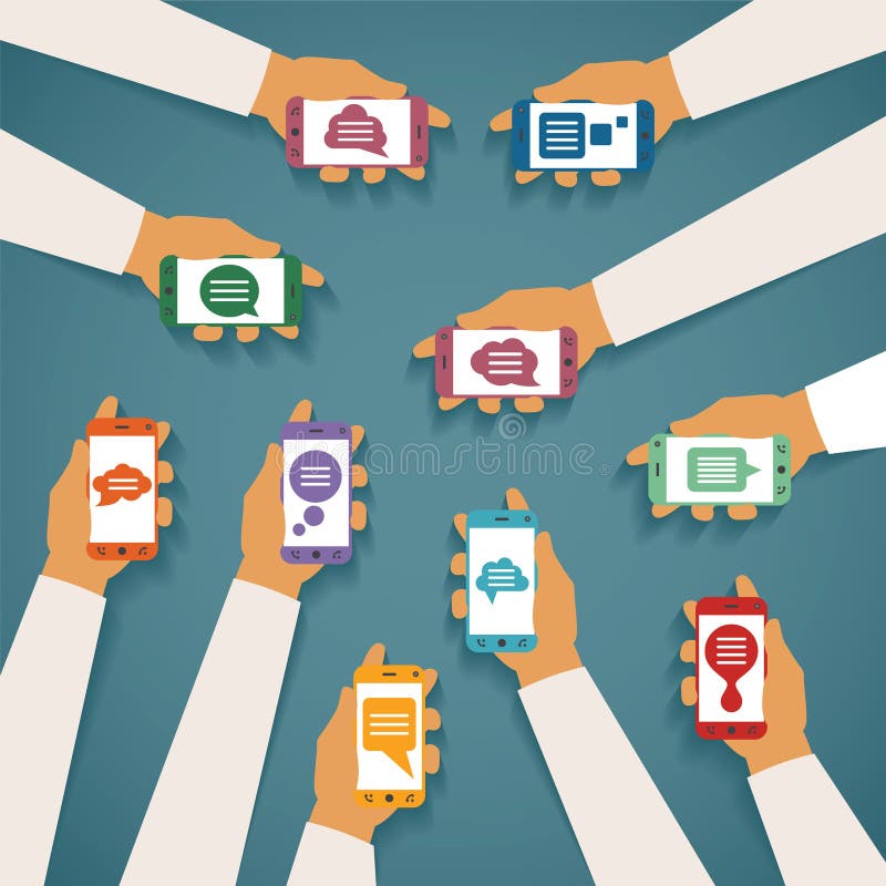 Vector Concept of Mobile Instant Messenger Chat with Hands Smartphones ...