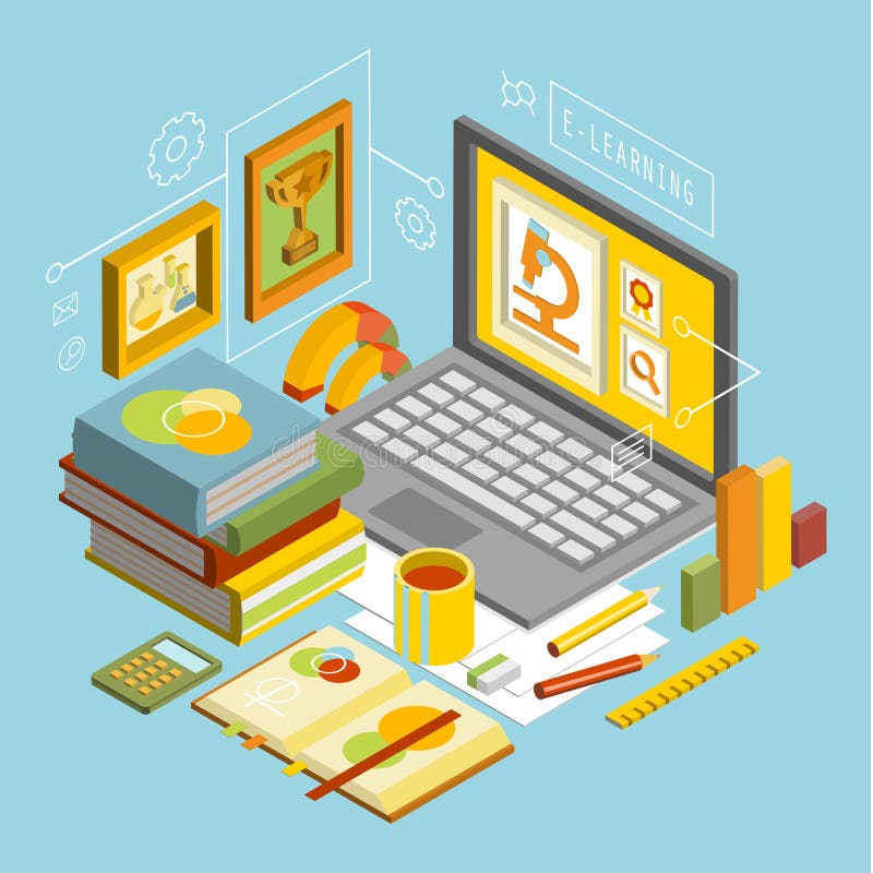 Online Education Concept, E-learning Studying Stock Vector ...