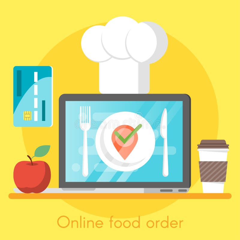 Online Food Order Icon. Black Vector Graphics Stock Vector ...