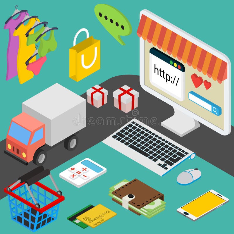 Vector Concept of Online Shop in Flat Design Stock Vector ...