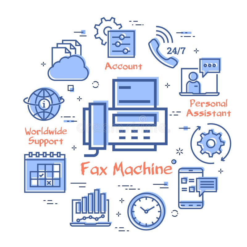 Vector Concept of Online Support - Fax Machine Icon Stock Vector ...