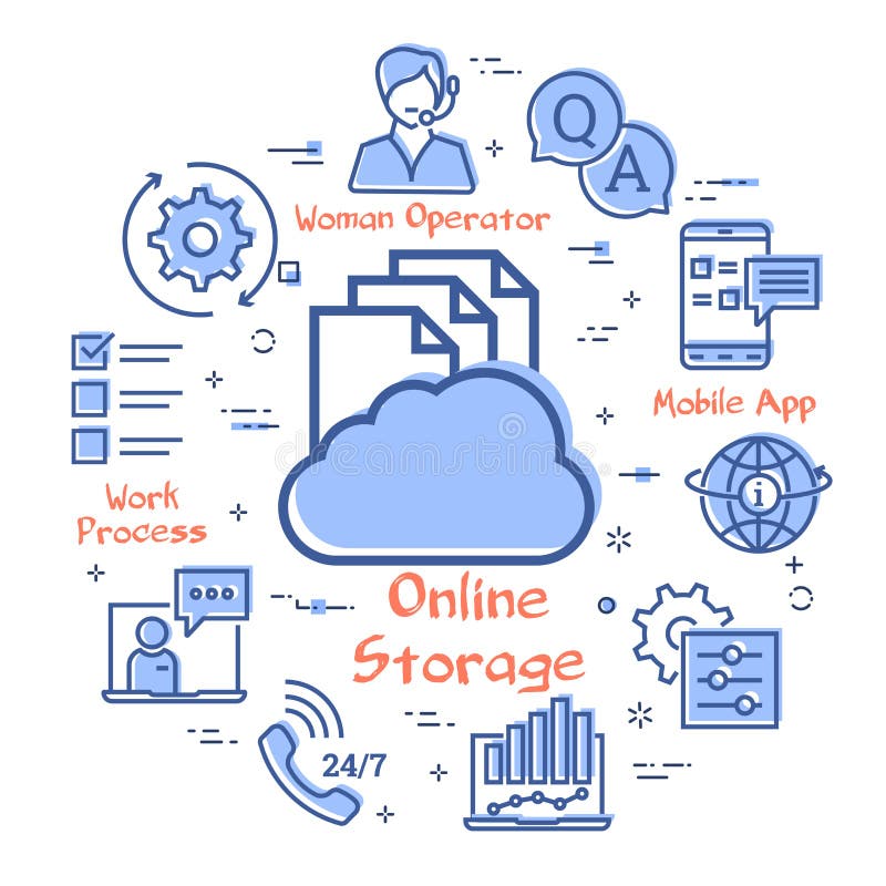 Vector Concept of Online Support - Files in Cloud Storage Icon Stock ...