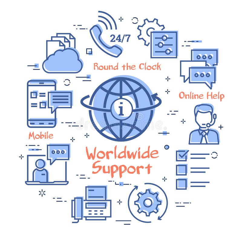 Vector Concept of Online Support - Worldwide Info Icon Stock Vector ...