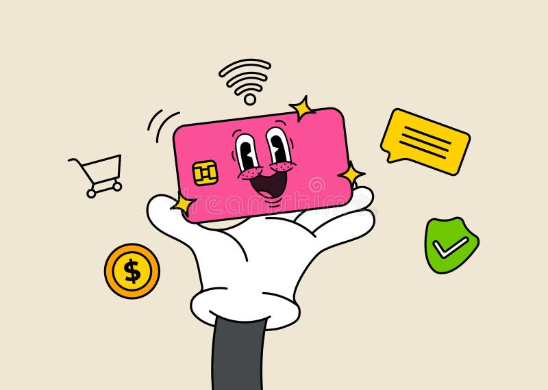 Vector Concept of Payment Methods in Old Cartoon Concept. Using Credit ...