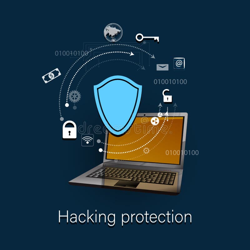 Concept of Protection Against Hacking Stock Illustration - Illustration ...