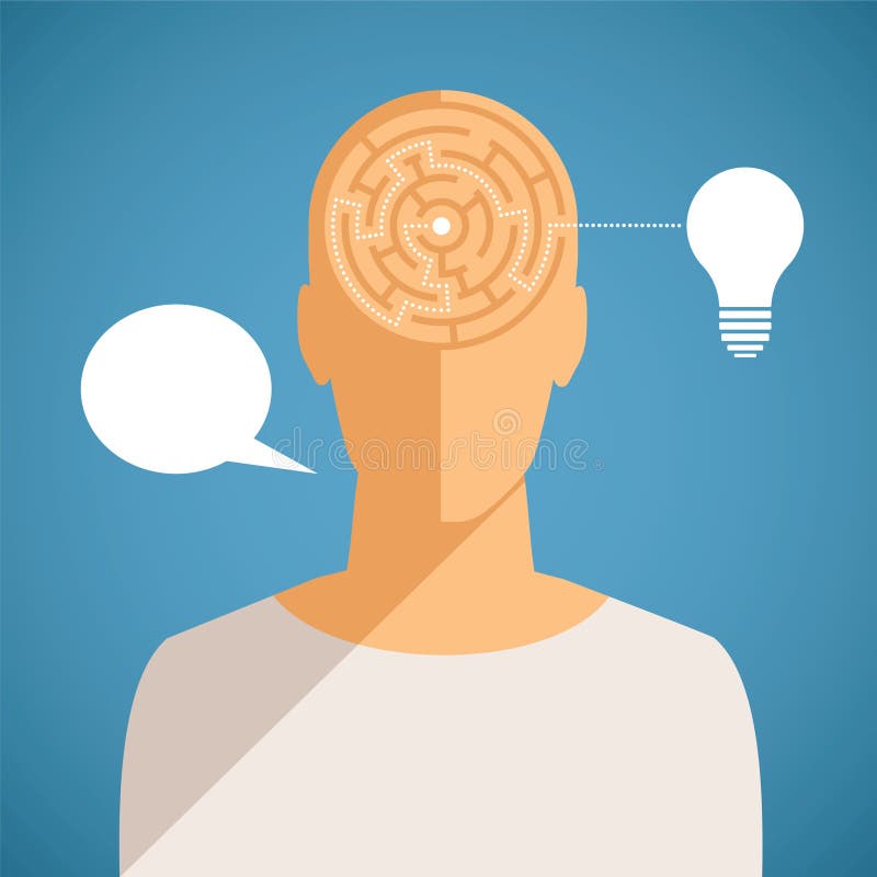 Vector Concept of Thinking Process with Maze in Human Head Stock Vector ...