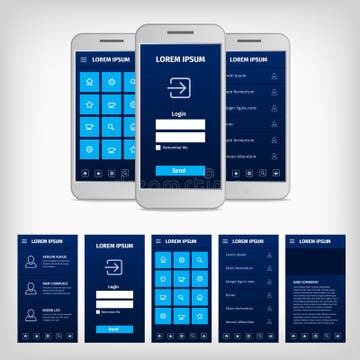 Vector Conception of Blue Mobile User Interface Stock Vector ...