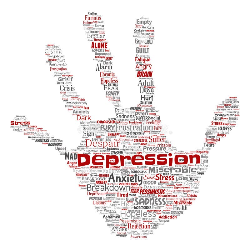 Depression or Mental Emotional Disorder Abstract Word Cloud Held in ...