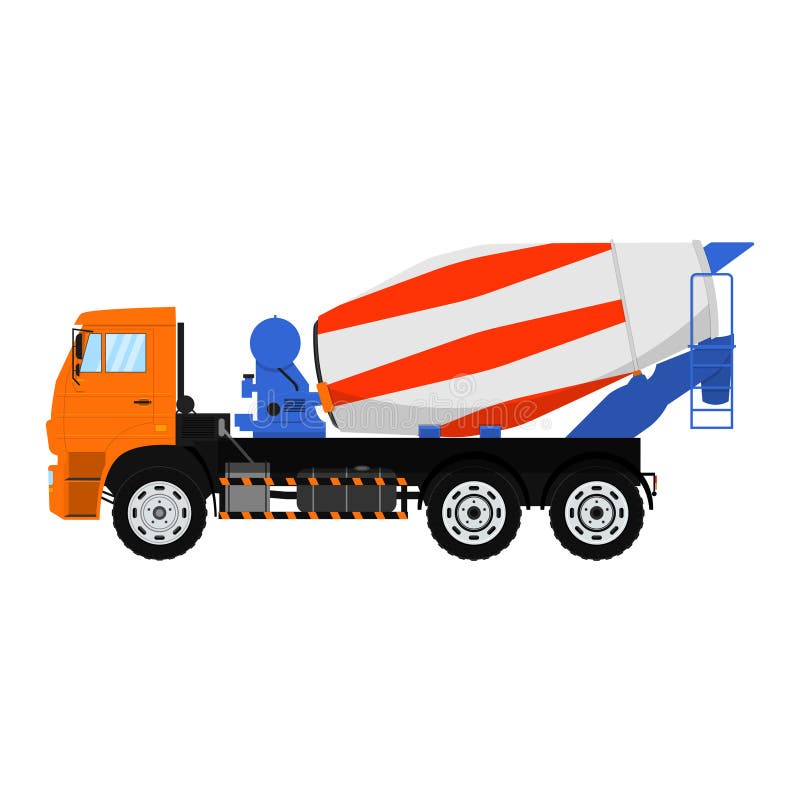 Vector Concrete Mixer Truck. Isolated on White Background. Stock Vector ...