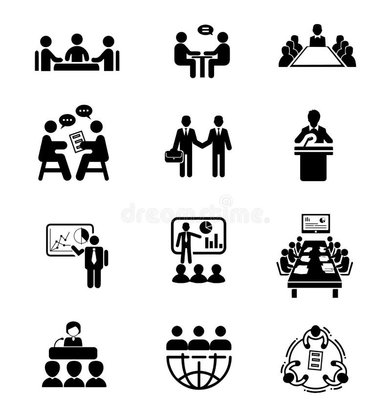 Vector Conference Business Online Meeting Icons.Illustration Stock ...