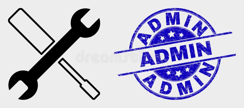 Vector Configuration Tools Icon and Distress Admin Stamp Stock Vector ...