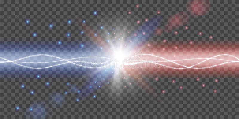 Vector Conflicting Lightning Flying Blue and Red Sparks. Concept for ...