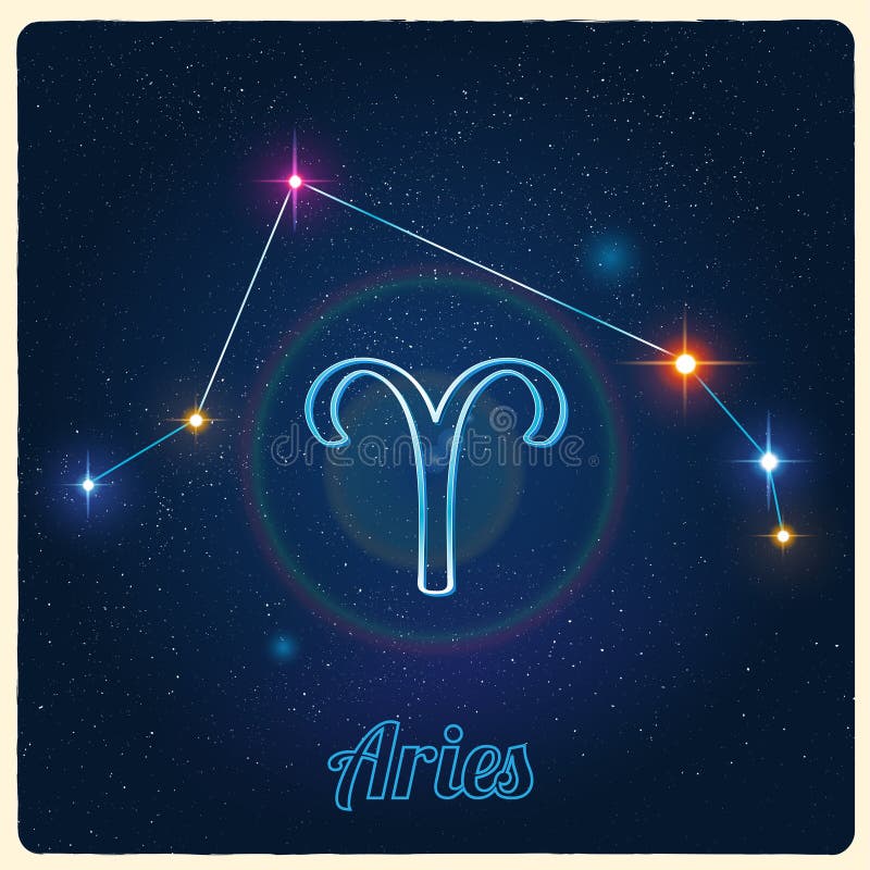 Vector Constellation Aries with Zodiac Sign Stock Vector - Illustration ...