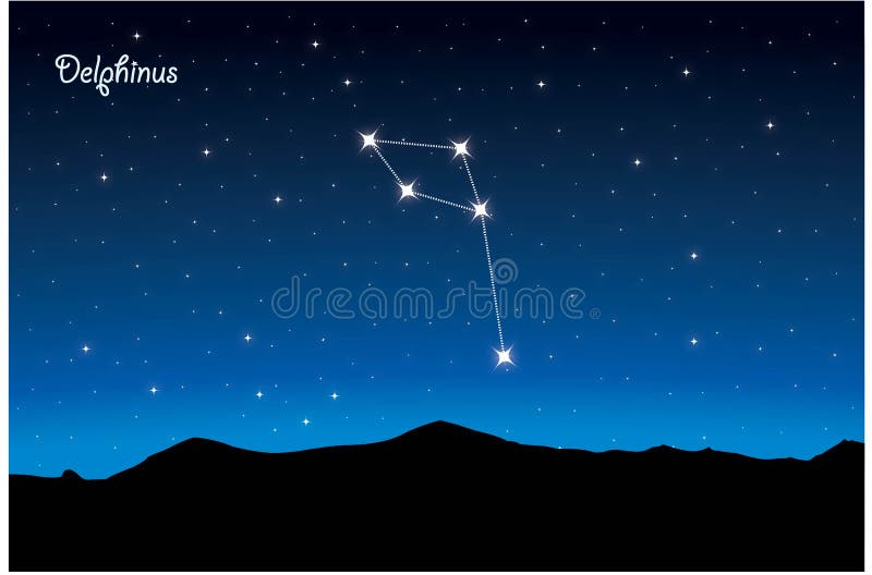 The Constellation Delphinus Star in the Night Stock Vector ...